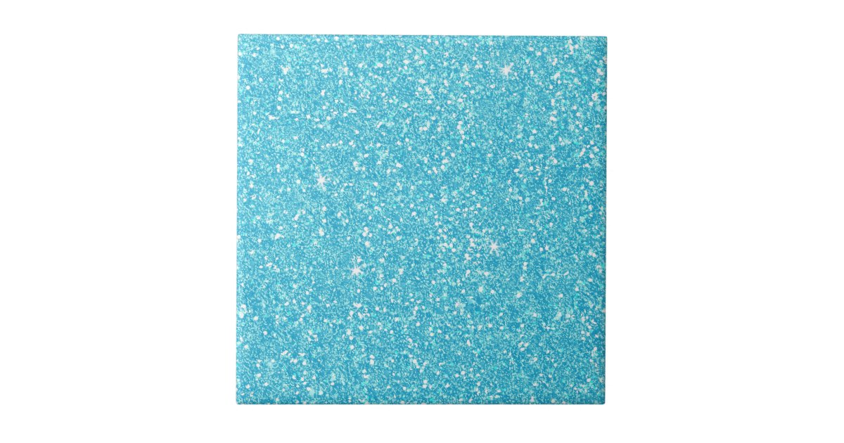 Bright Baby Blue Faux Glitter Tile | Zazzle