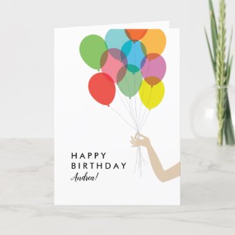 Bright Balloons Custom Happy Birthday Card | Zazzle
