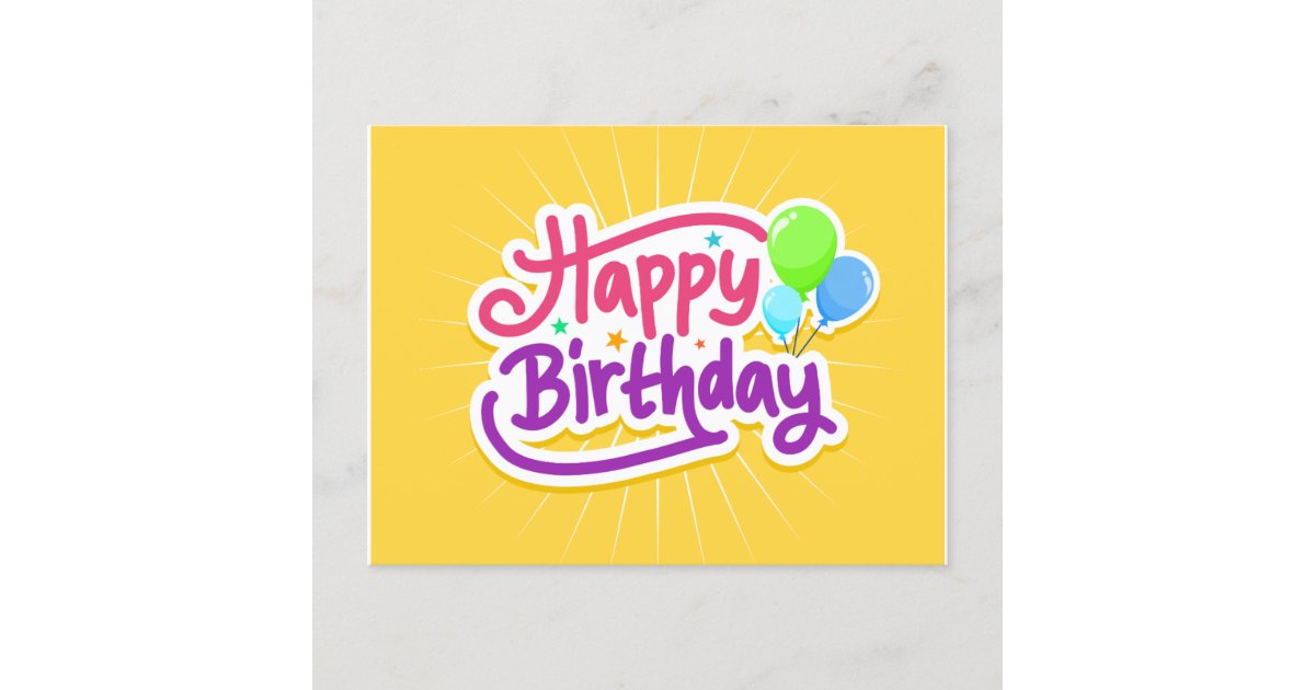 Bright Balloons Happy Birthday Postcard | Zazzle