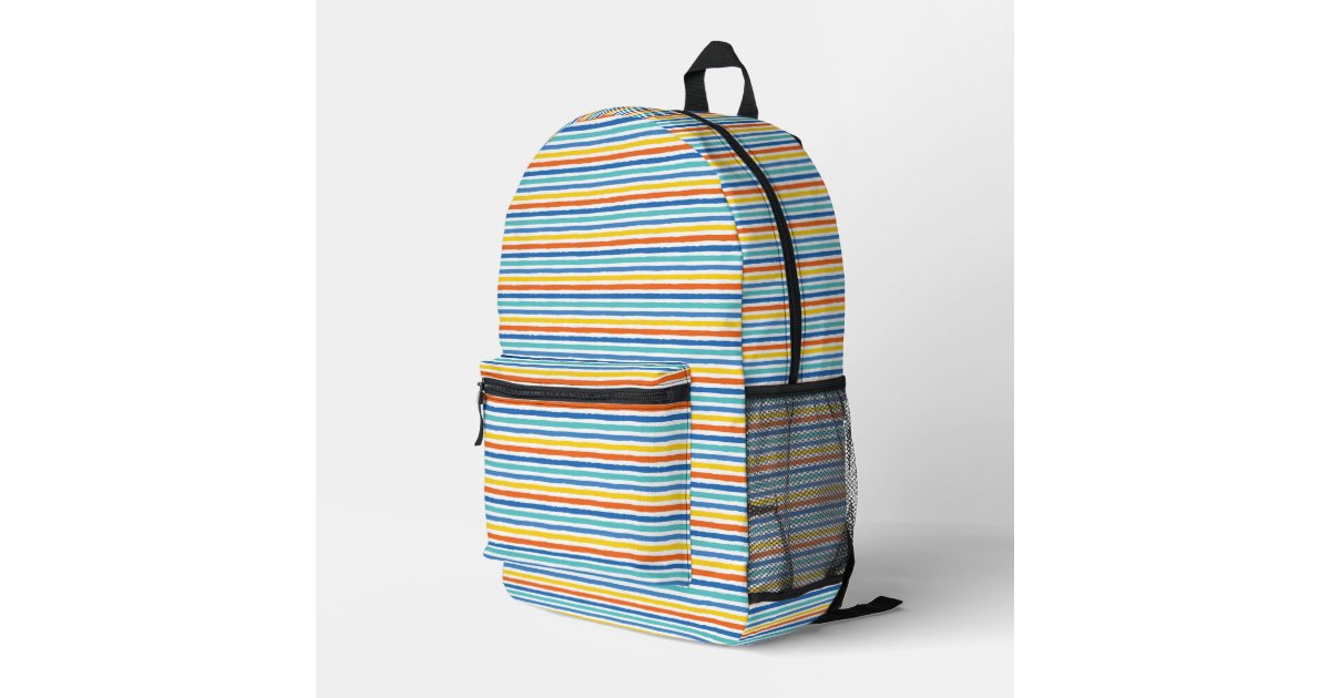 Bright Beachy Striped Pattern Printed Backpack | Zazzle