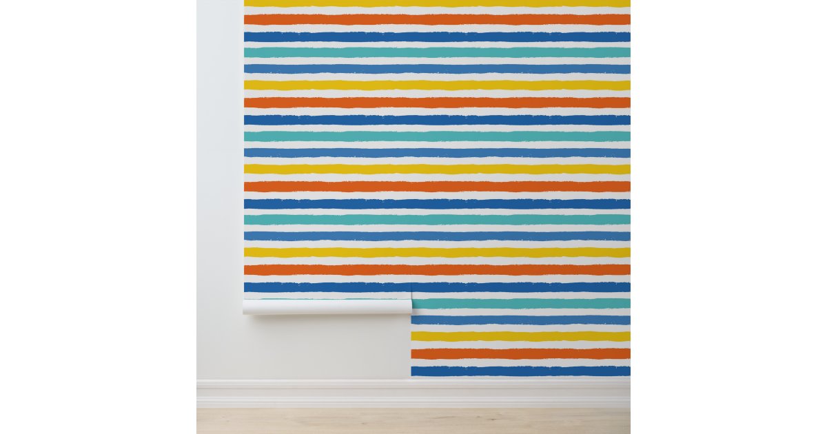Bright Beachy Striped Pattern Wallpaper | Zazzle