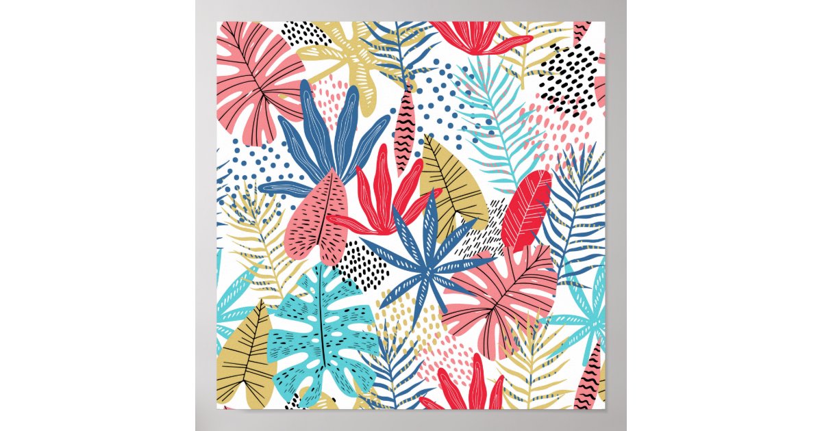 Bright Beautiful Trendy Tropical Poster | Zazzle