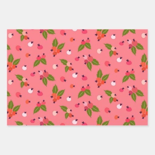 Bright Berry Floral Pattern Wrapping Paper Sheets | Zazzle