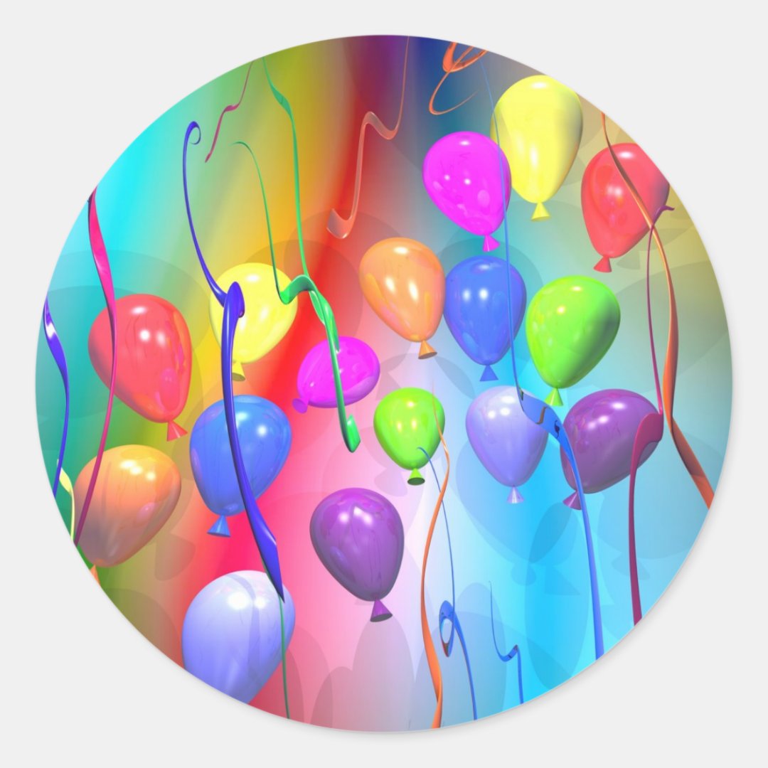 Bright Birthday Balloons Classic Round Sticker | Zazzle
