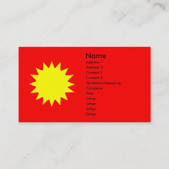 Bright Blazing Yellow Sun on Red Background Solar Business Card | Zazzle