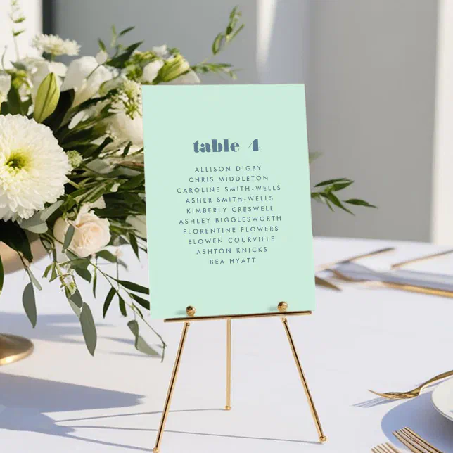 Bright Blue Bold Table Number Seating Chart Card | Zazzle