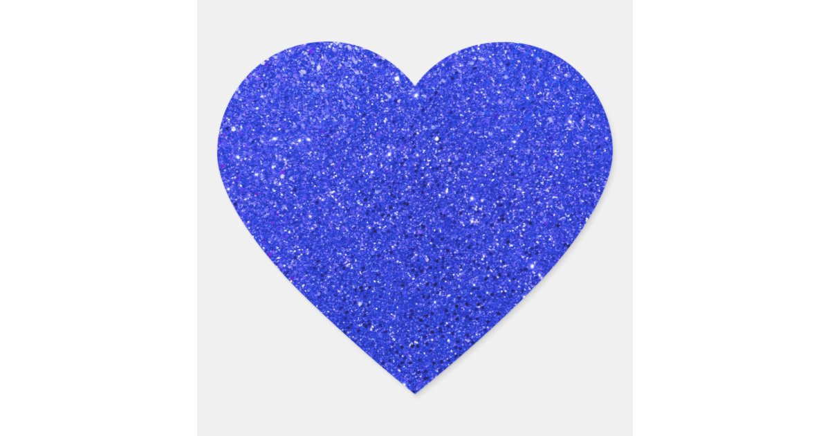 Bright Blue Glitter Heart Sticker | Zazzle