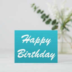 Bright Blue Happy Birthday Postcard | Zazzle