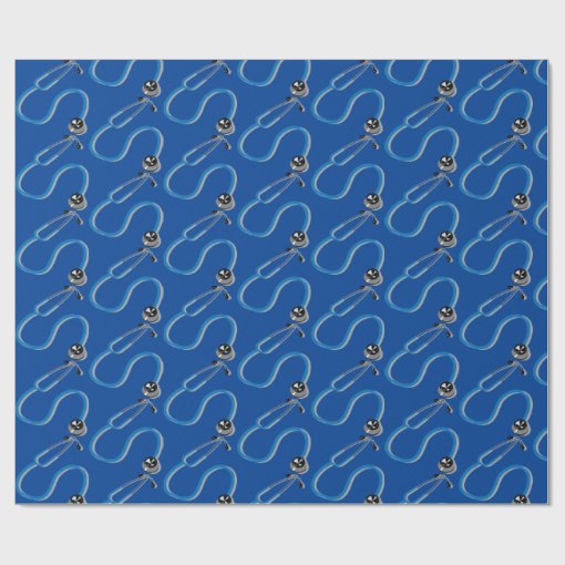 Bright Blue Hospital Doctor and Nurse Stethoscope Wrapping Paper | Zazzle