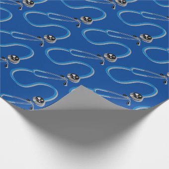 Bright Blue Hospital Doctor and Nurse Stethoscope Wrapping Paper | Zazzle