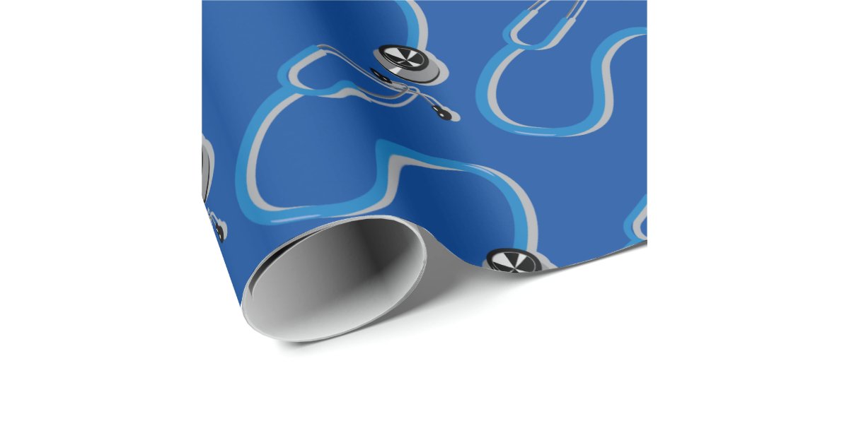 Bright Blue Hospital Doctor and Nurse Stethoscope Wrapping Paper | Zazzle