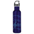 Bright Blue Music Notes Personalized Stainless Steel Water Bottle | Zazzle