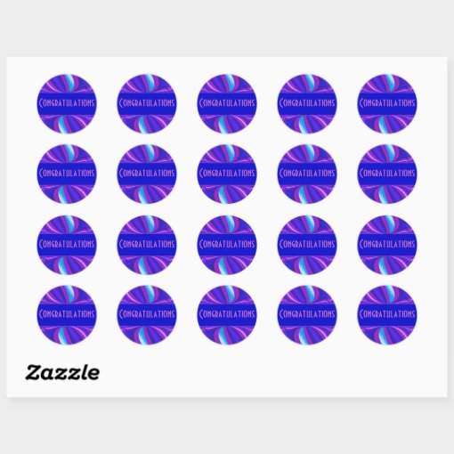 bright blue pink Congratulations Classic Round Sticker | Zazzle