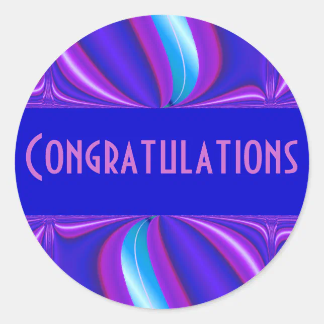 bright blue pink Congratulations Classic Round Sticker | Zazzle