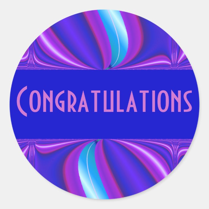bright blue pink Congratulations Classic Round Sticker | Zazzle.com
