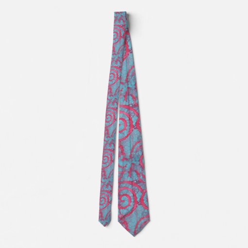 Bright Blue Pink Funky Batik Spirals Pattern Tie | Zazzle
