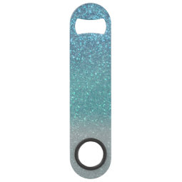 Bright Blue Teal Sparkly Glitter Ombre Monogram Bar Key | Zazzle