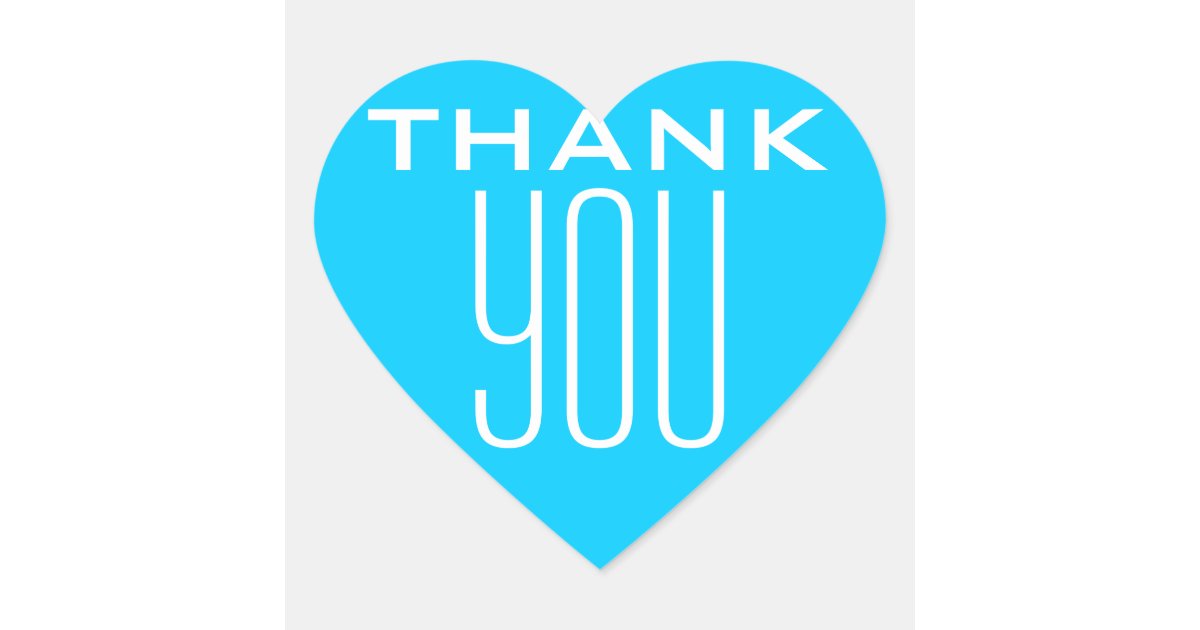 Bright Blue Thank You Heart Sticker | Zazzle