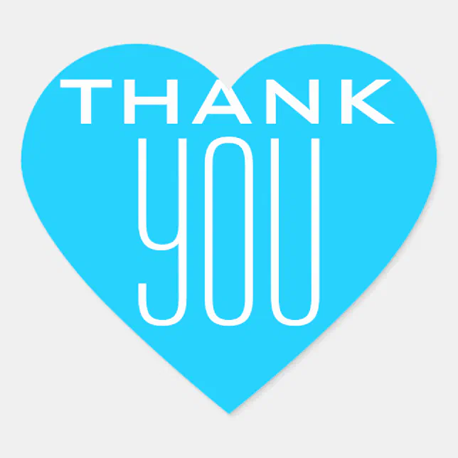 Bright Blue Thank You Heart Sticker | Zazzle