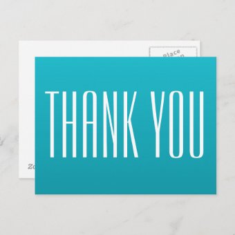 Bright Blue Thank You Postcard | Zazzle