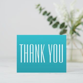 Bright Blue Thank You Postcard | Zazzle