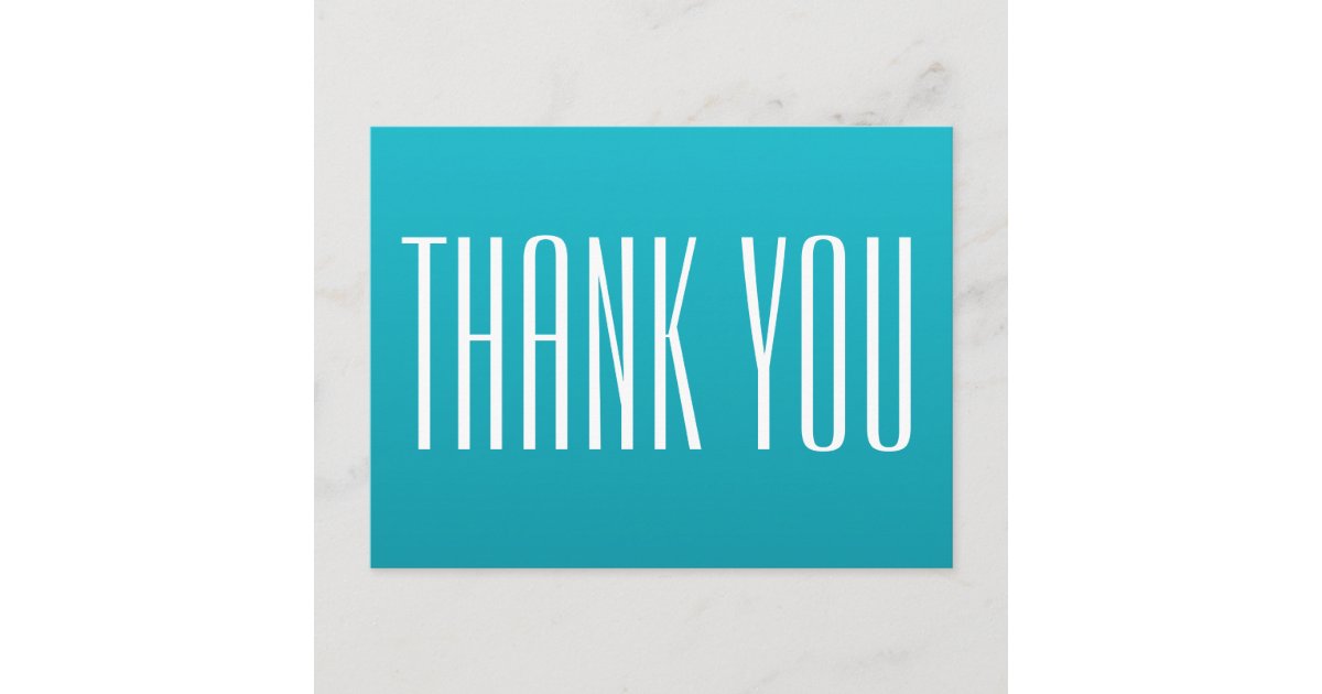 Bright Blue Thank You Postcard | Zazzle