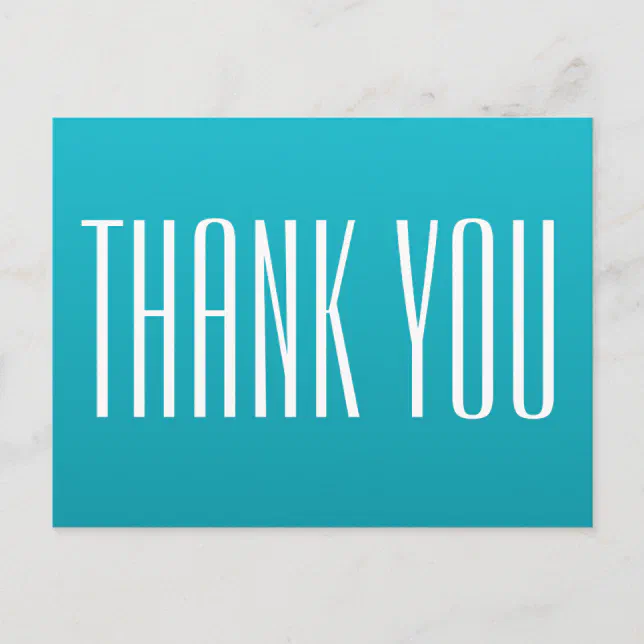 Bright Blue Thank You Postcard | Zazzle
