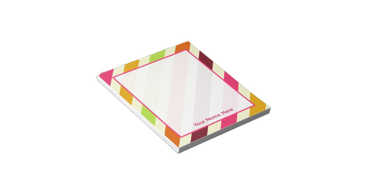 Bright Boho Stripes Personalized Notepad | Zazzle