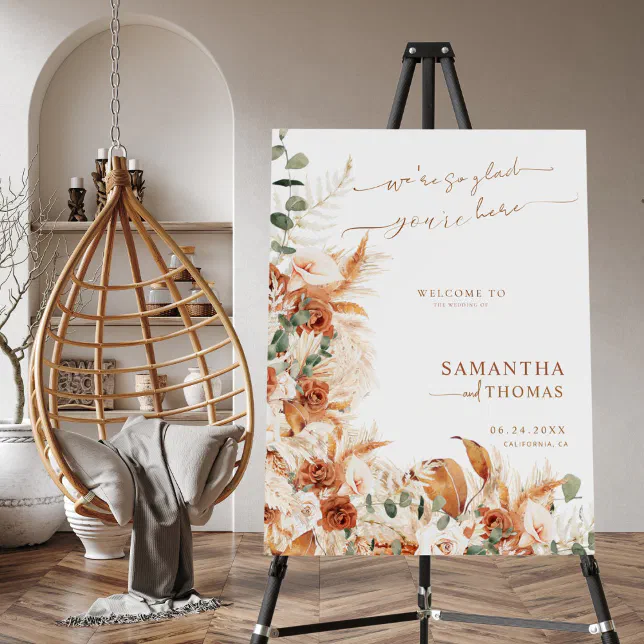 Bright Bold Boho Chic Floral Wedding Welcome Sign | Zazzle