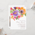 Bright bold fall floral watercolor photo wedding invitation | Zazzle