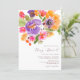 Bright bold fall floral watercolor photo wedding invitation | Zazzle