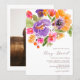 Bright bold fall floral watercolor photo wedding invitation | Zazzle