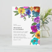 Bright & Bold Watercolor Floral Wedding Invitation | Zazzle