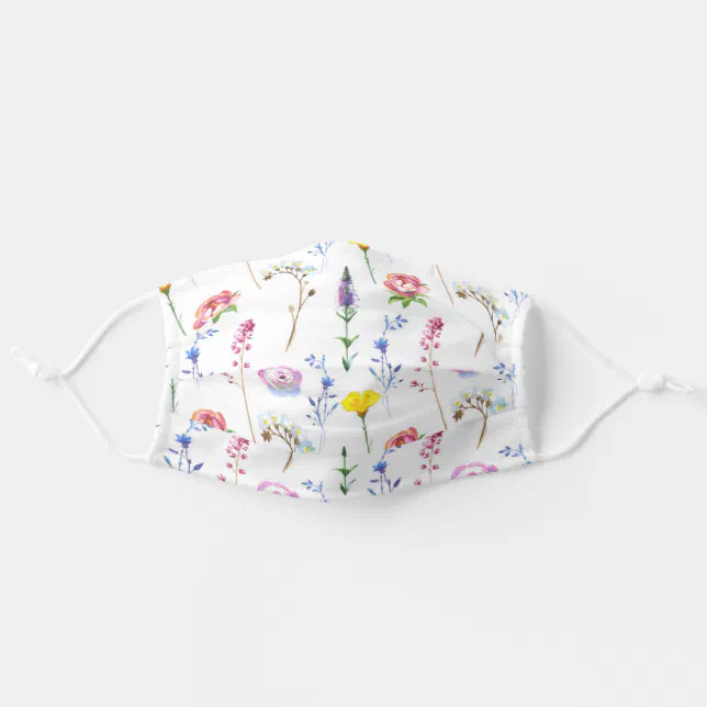 Bright Botanical Wildflower Pattern Adult Cloth Face Mask | Zazzle