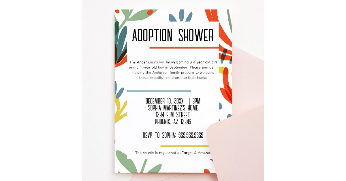 Bright Botanicals Adoption Shower Invitation | Zazzle