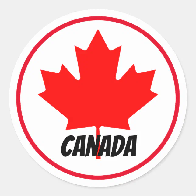 Bright Canadian Maple Leaf Canada Day Red White Classic Round Sticker ...