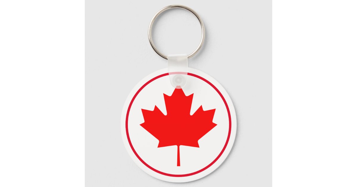Bright Canadian Maple Leaf Canada Day Red White Keychain | Zazzle