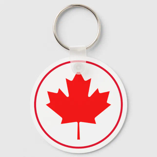 Bright Canadian Maple Leaf Canada Day Red White Keychain | Zazzle
