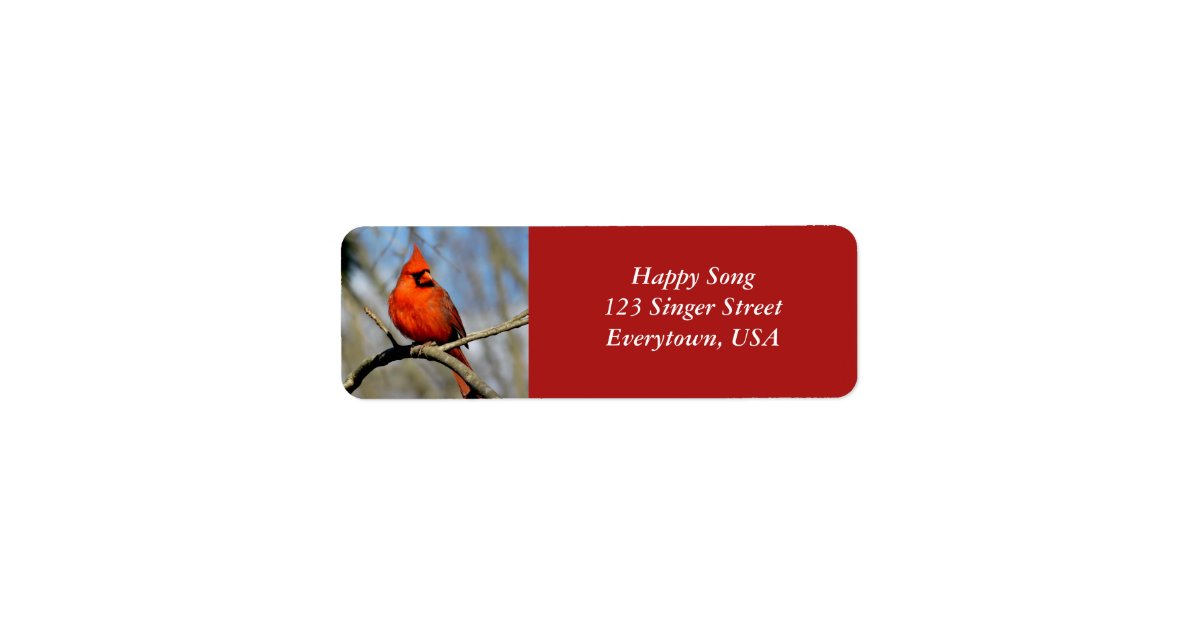 Bright Cardinal Adress Labels (White Text) | Zazzle
