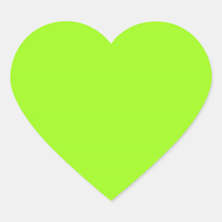 Bright Chartreuse Green Heart Sticker | Zazzle