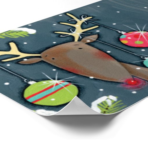 Bright Christmas Reindeer Poster | Zazzle