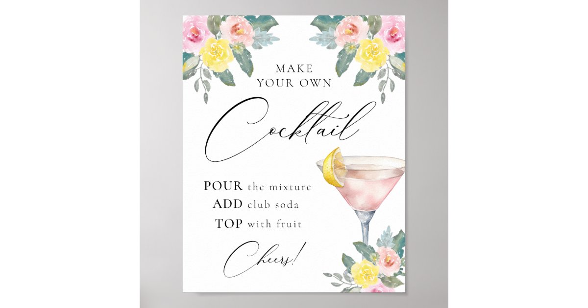 Bright Cocktail Bar Poster | Zazzle