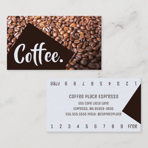 Bright Coffee Beans Block Simple Double Punch Loyalty Card | Zazzle