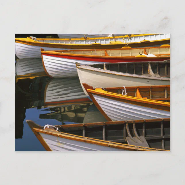 Bright colored boats at the Wooden Boat Center Postcard | Zazzle