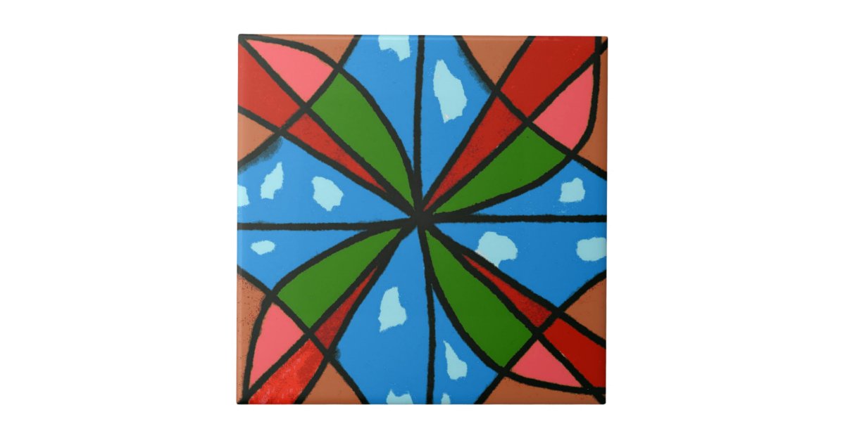 Bright colored pinwheel abstract design ceramic tile | Zazzle