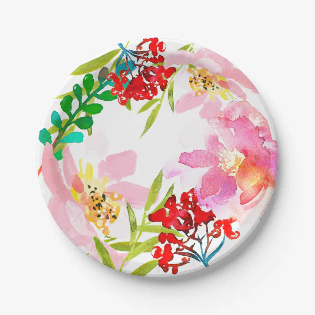 Bright Colored Tropical Floral Plates | Zazzle