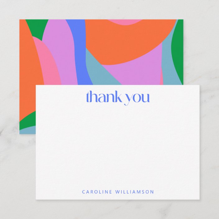 Bright Colorful Abstract Art Custom Name Thank You Card | Zazzle.com