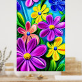 Bright Colorful Daisy Flowers Poster | Zazzle