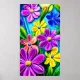Bright Colorful Daisy Flowers Poster | Zazzle