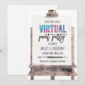 Bright Colorful Easel Virtual Paint Party Birthday Invitation | Zazzle